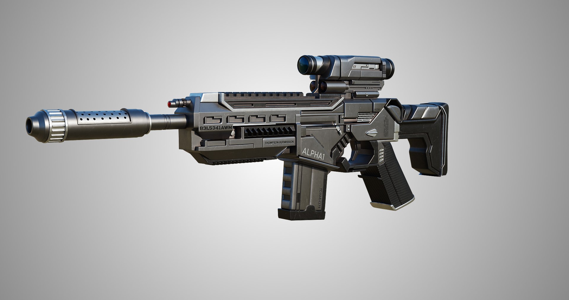 3D Assault Rifle Gun PBR Unity UE Arnold V-ray Textures Included Model ...