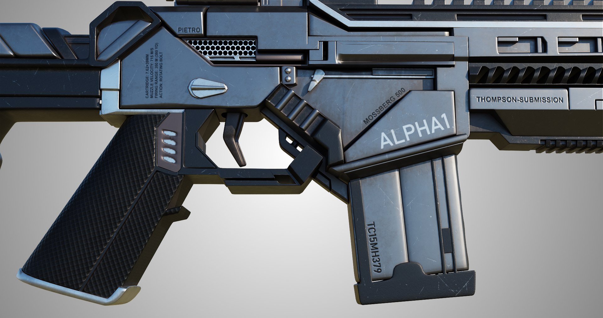3D Assault Rifle Gun PBR Unity UE Arnold V-ray Textures Included Model ...