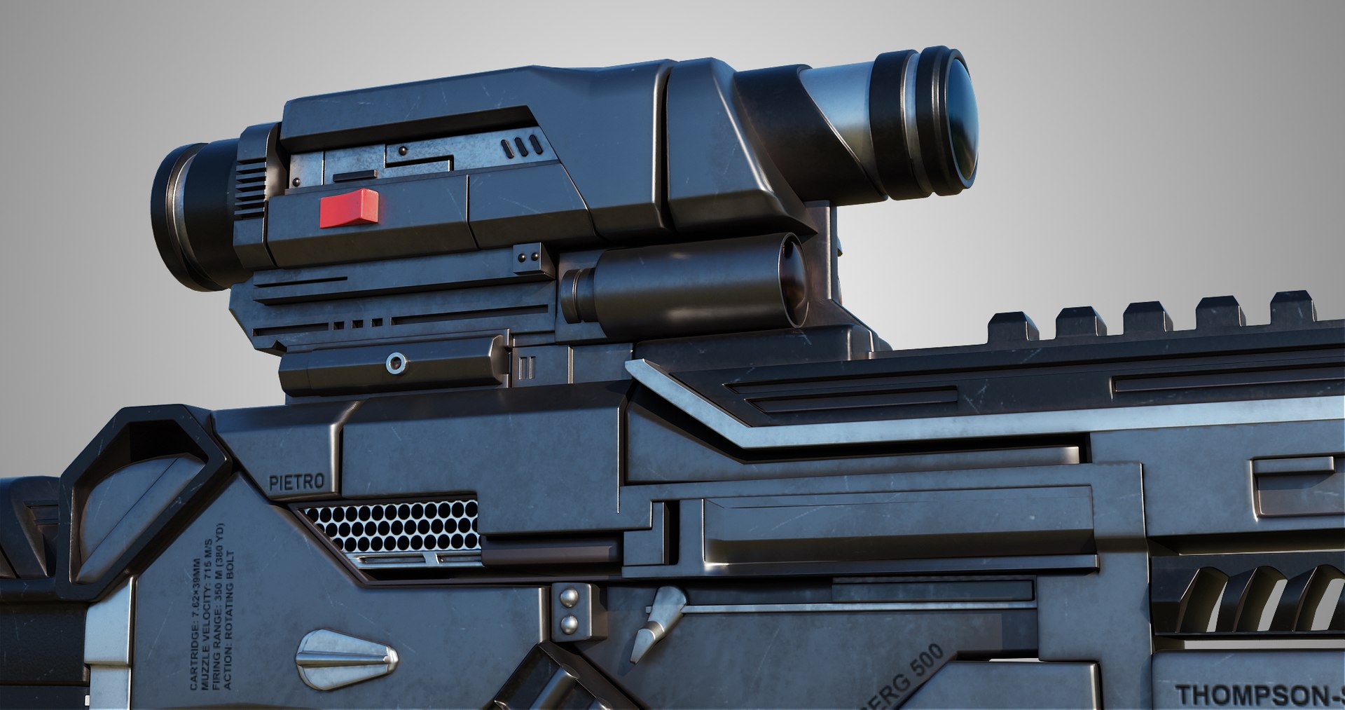 3D Assault Rifle Gun PBR Unity UE Arnold V-ray Textures Included Model ...