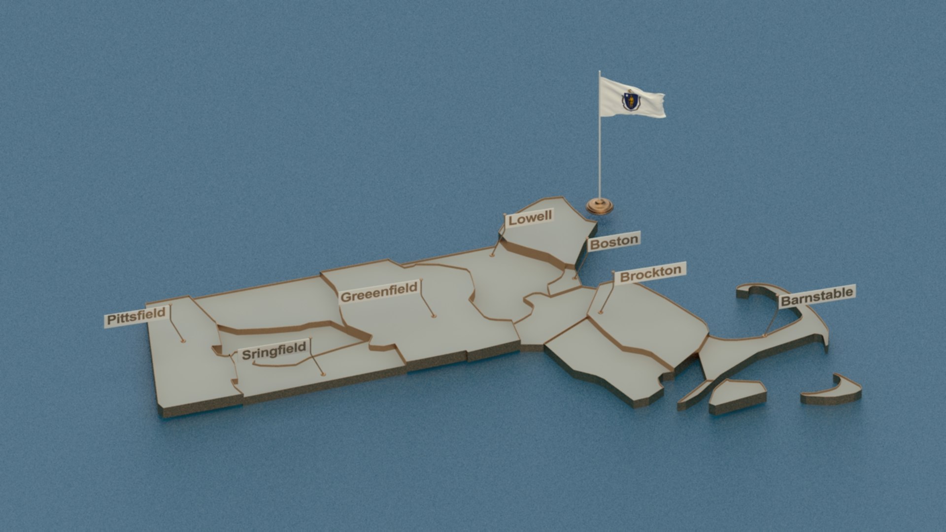 3D Model Massachusetts State Cities - TurboSquid 1703342