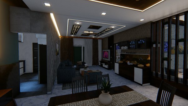 3D 3BHK House with interiors model - TurboSquid 1954662
