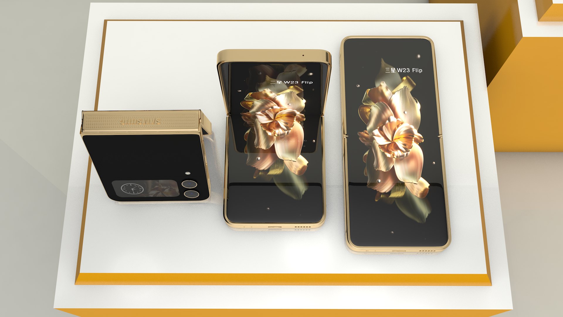 3D Samsung W23 Flip Golden Edition - TurboSquid 1987740