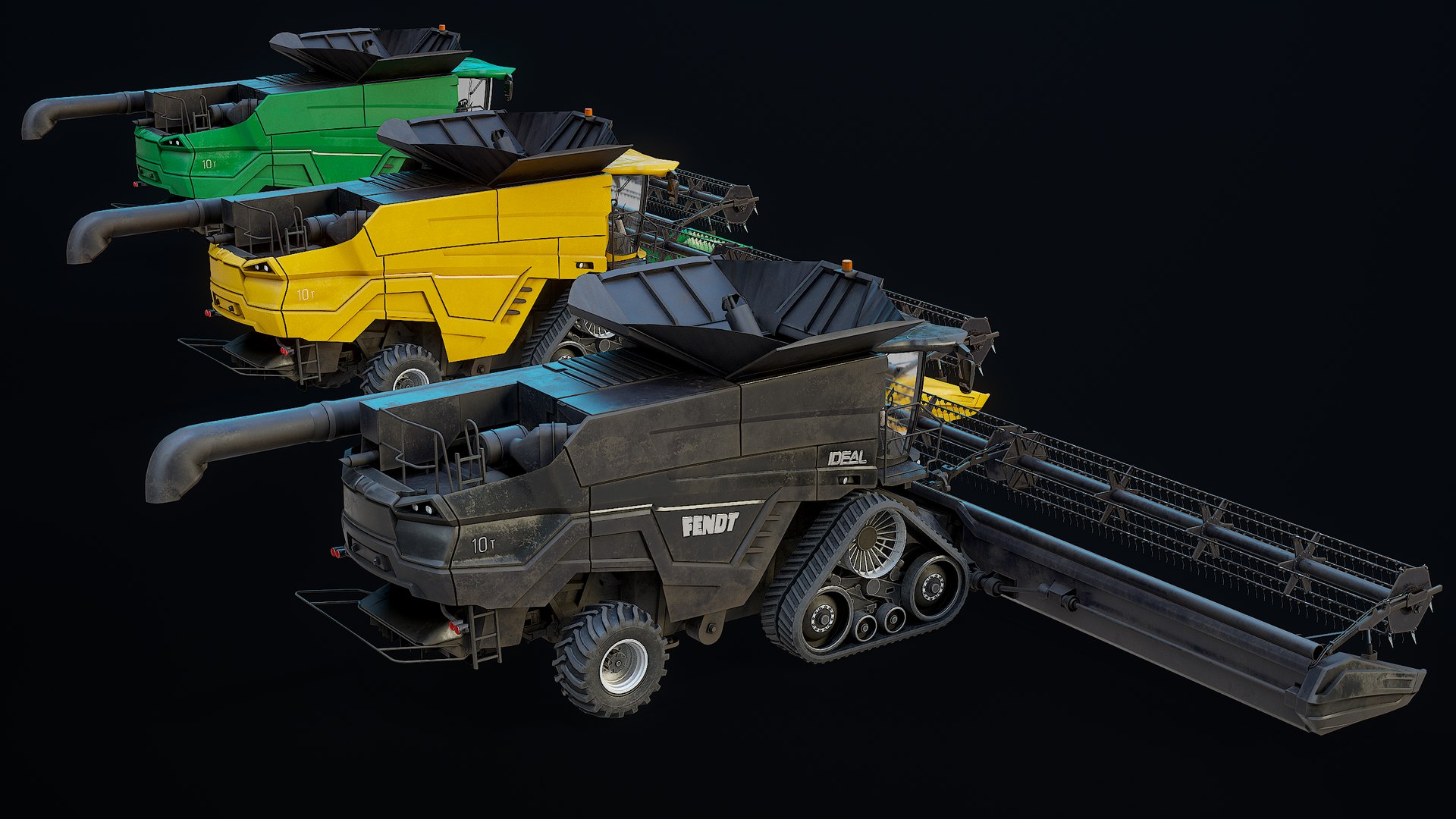 3D Modern Combine Harvester Green Rigged PBR model - TurboSquid 2151521