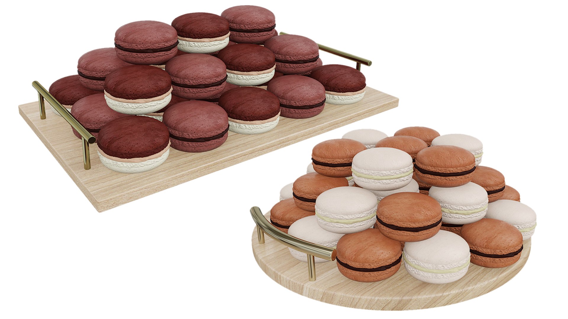 3D Model Chocolate Macaroon Trays - TurboSquid 2195007
