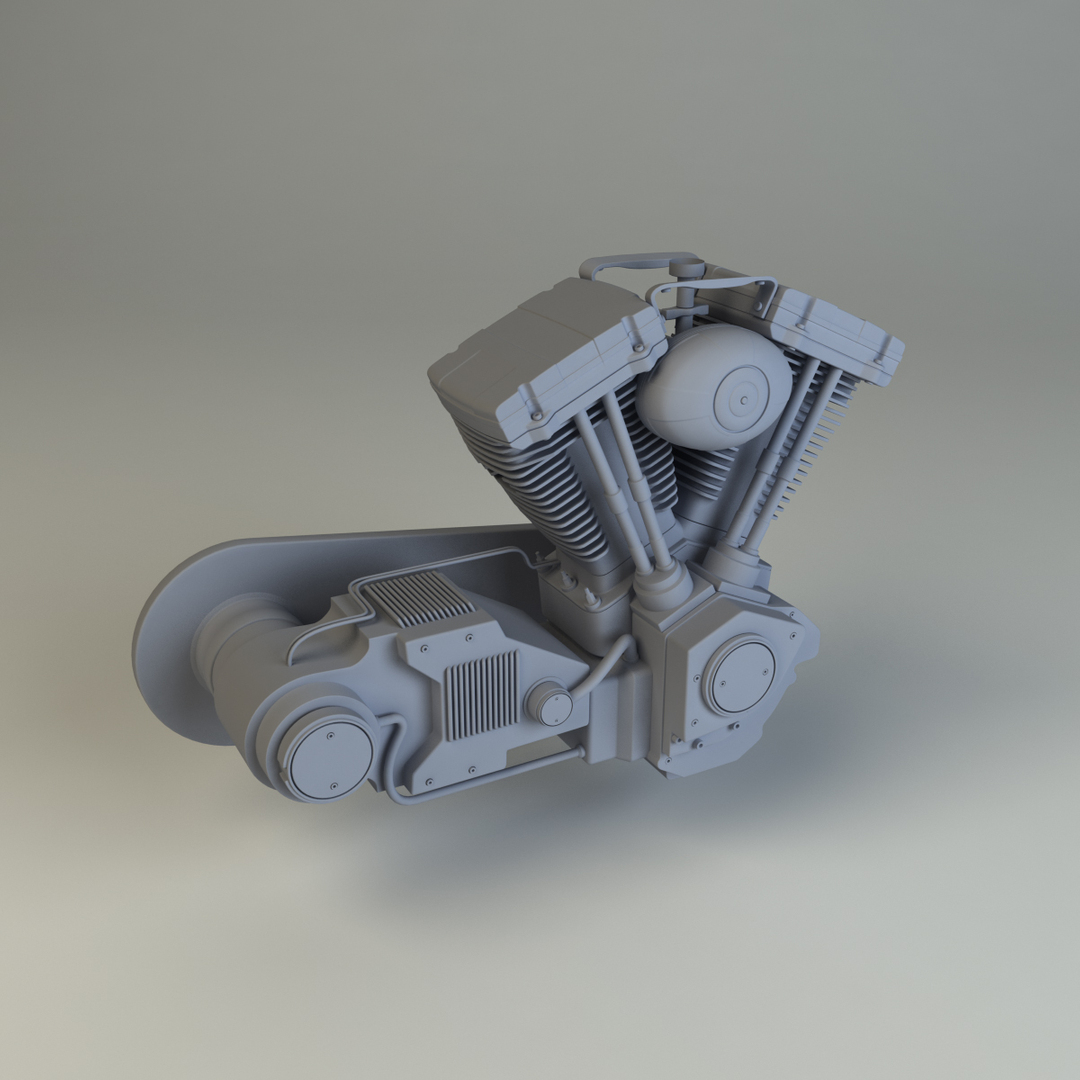 3d v-twin chopper engine model