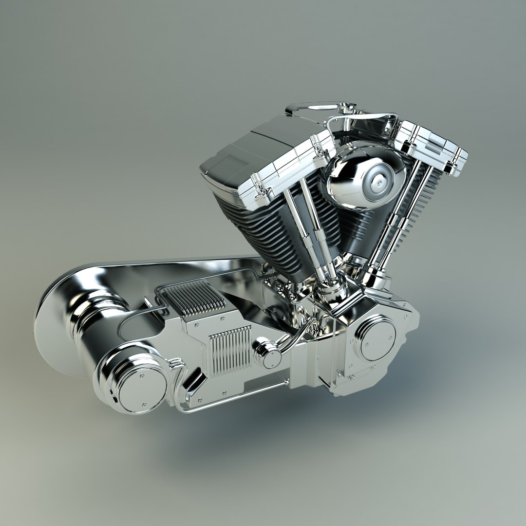 3d v-twin chopper engine model