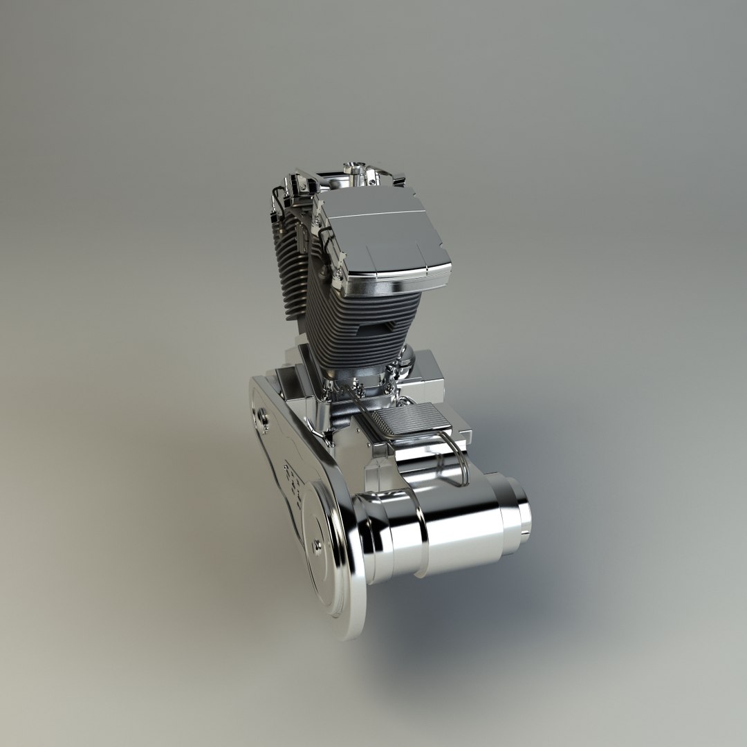 3d v-twin chopper engine model