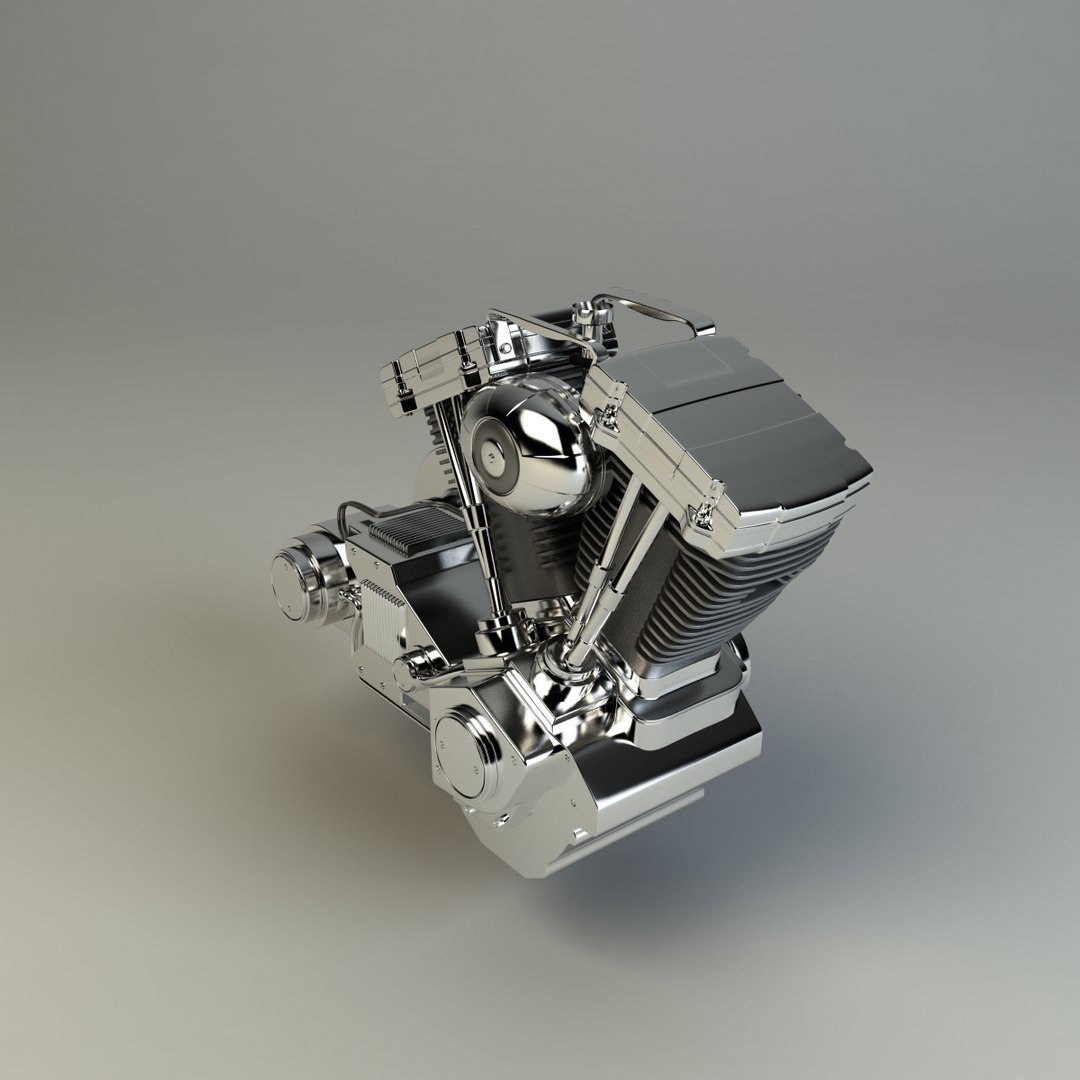 3d v-twin chopper engine model
