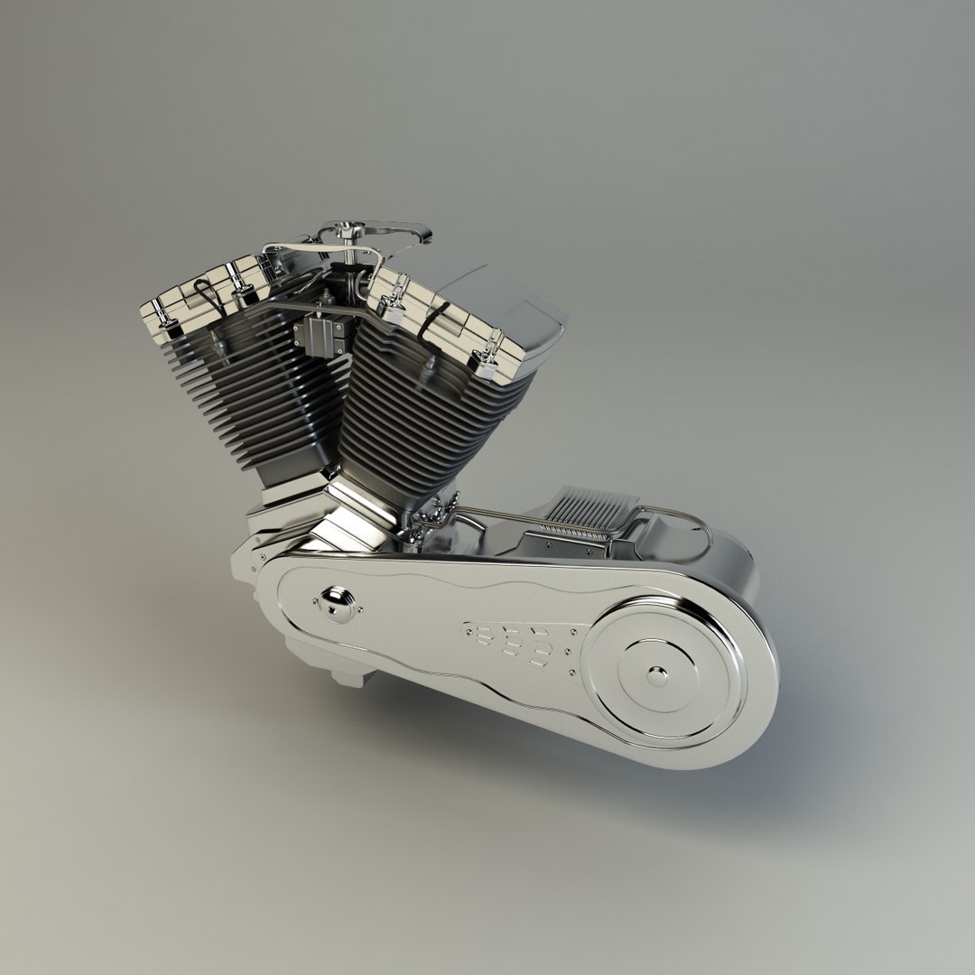 3d v-twin chopper engine model