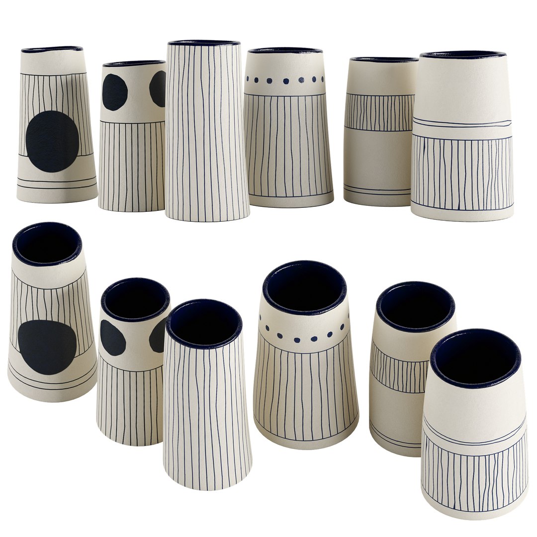 3D Handmade Decorated Indigo Ceramic Vase 1 Model - TurboSquid 2149344