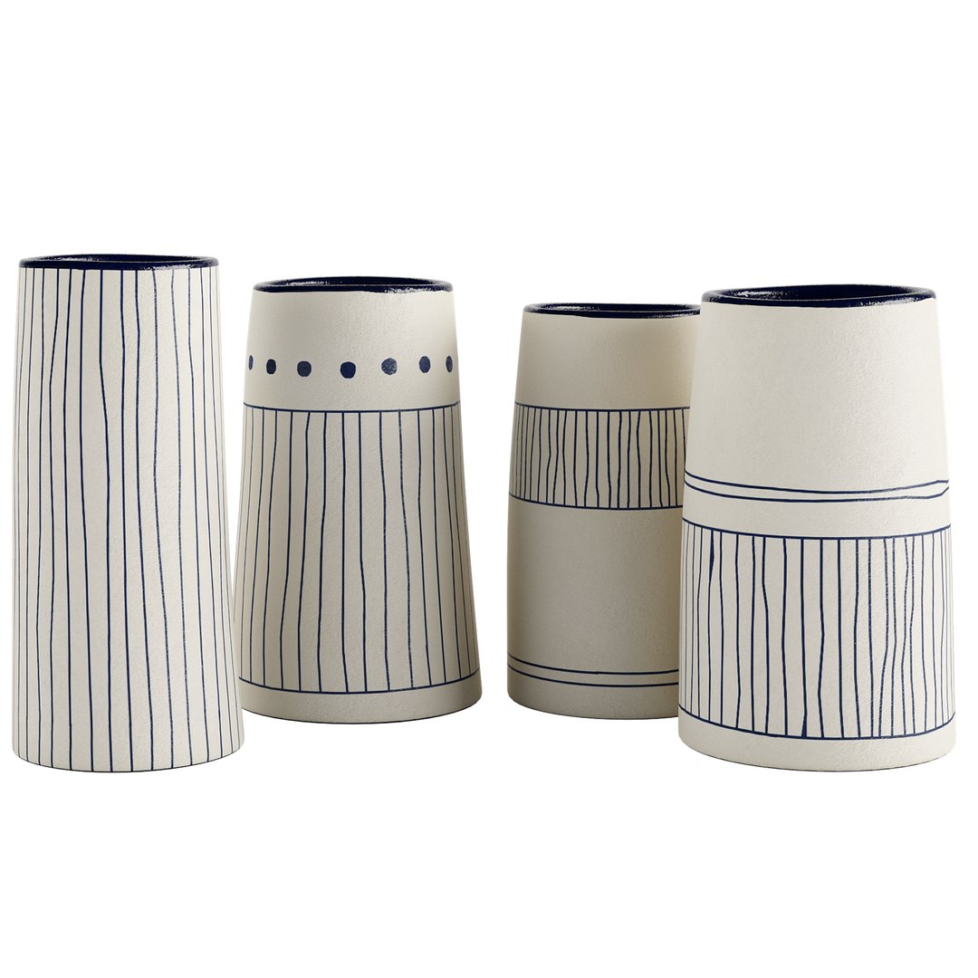 3D Handmade Decorated Indigo Ceramic Vase 1 Model - TurboSquid 2149344