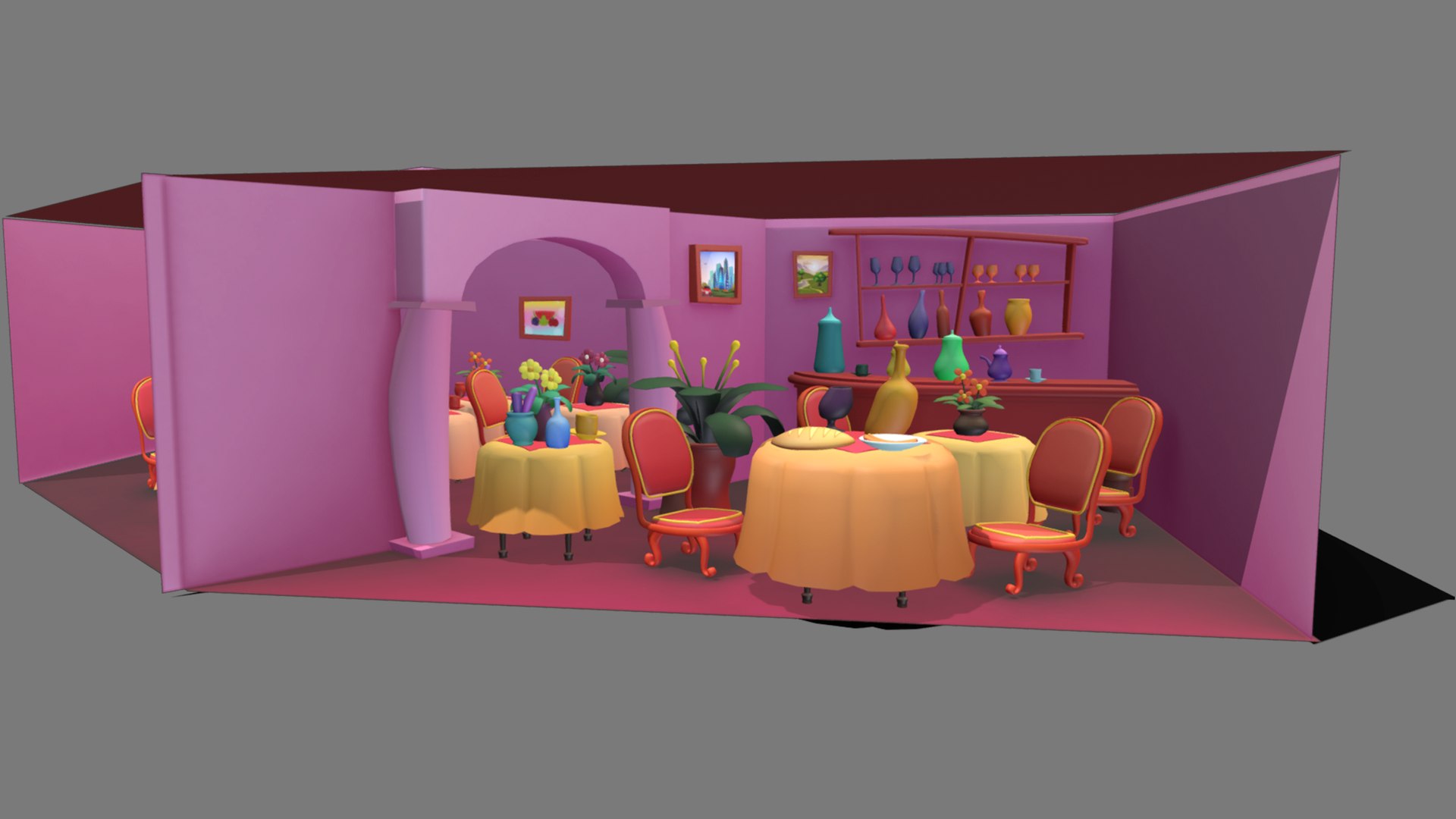3D Cartoon Restauran Model - TurboSquid 2136608