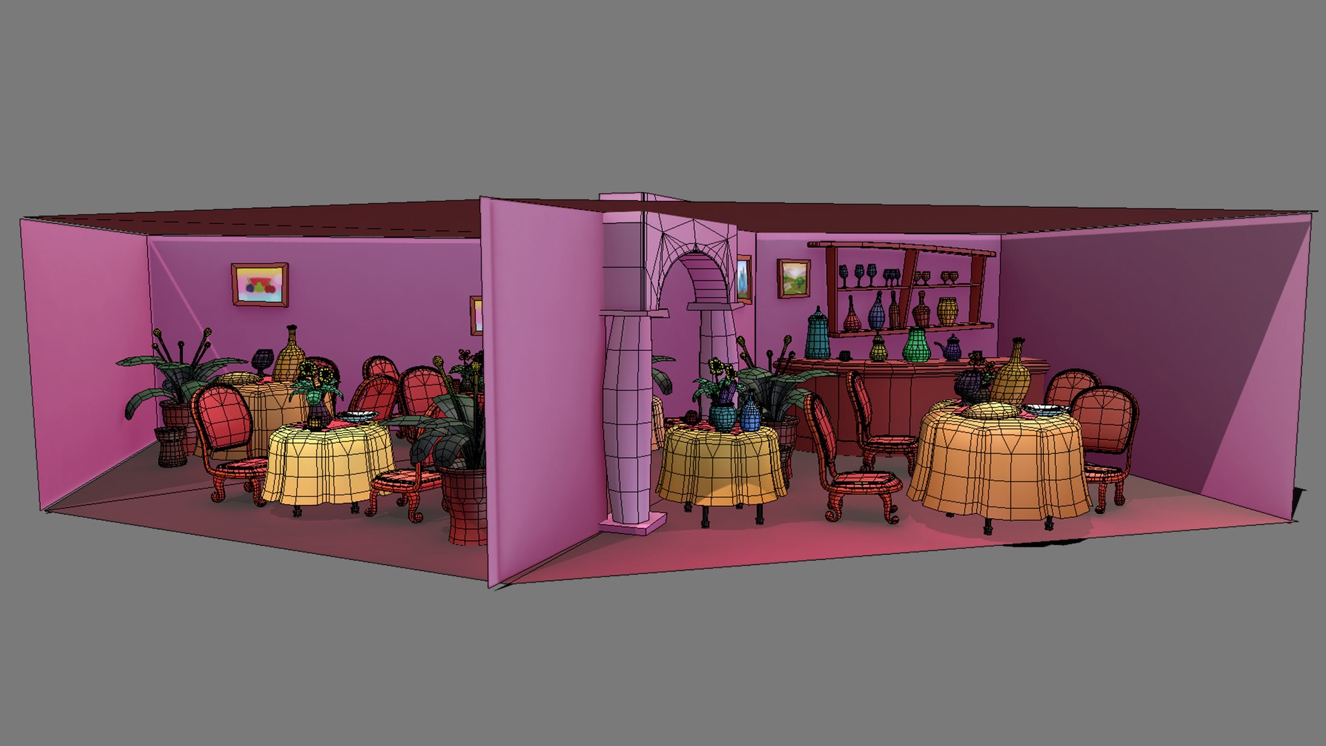 3D Cartoon Restauran Model - TurboSquid 2136608