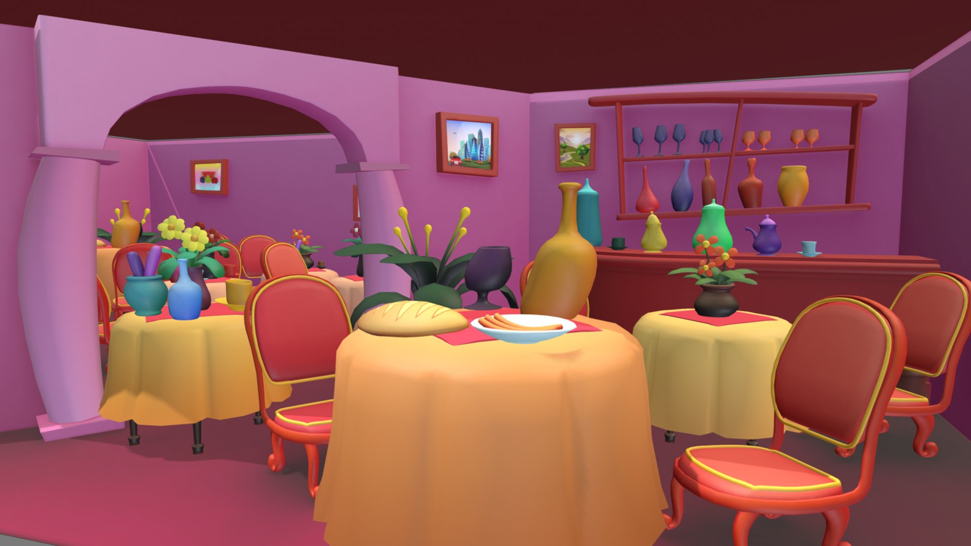 3D Cartoon Restauran Model - TurboSquid 2136608
