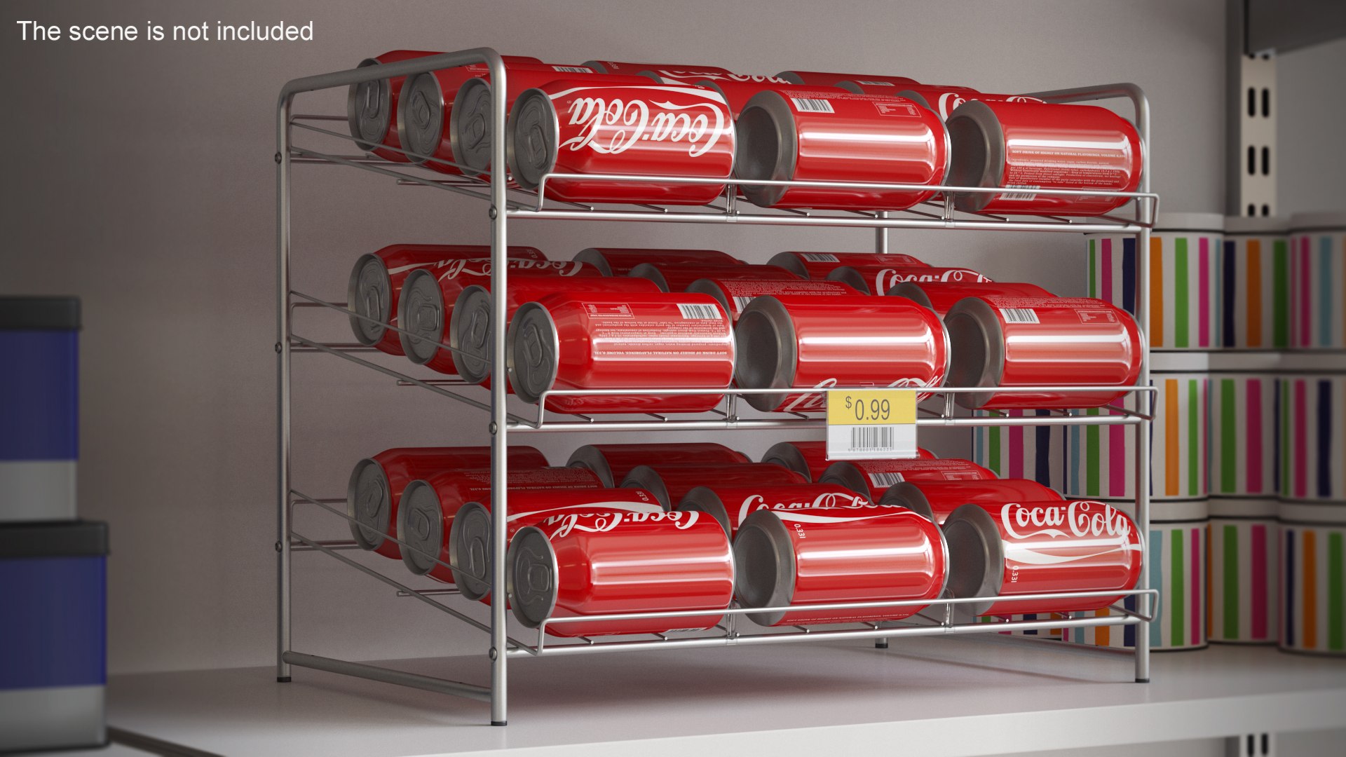 Soda Can Rack Dispenser With Cola Cans And Price Tag 3D Model ...