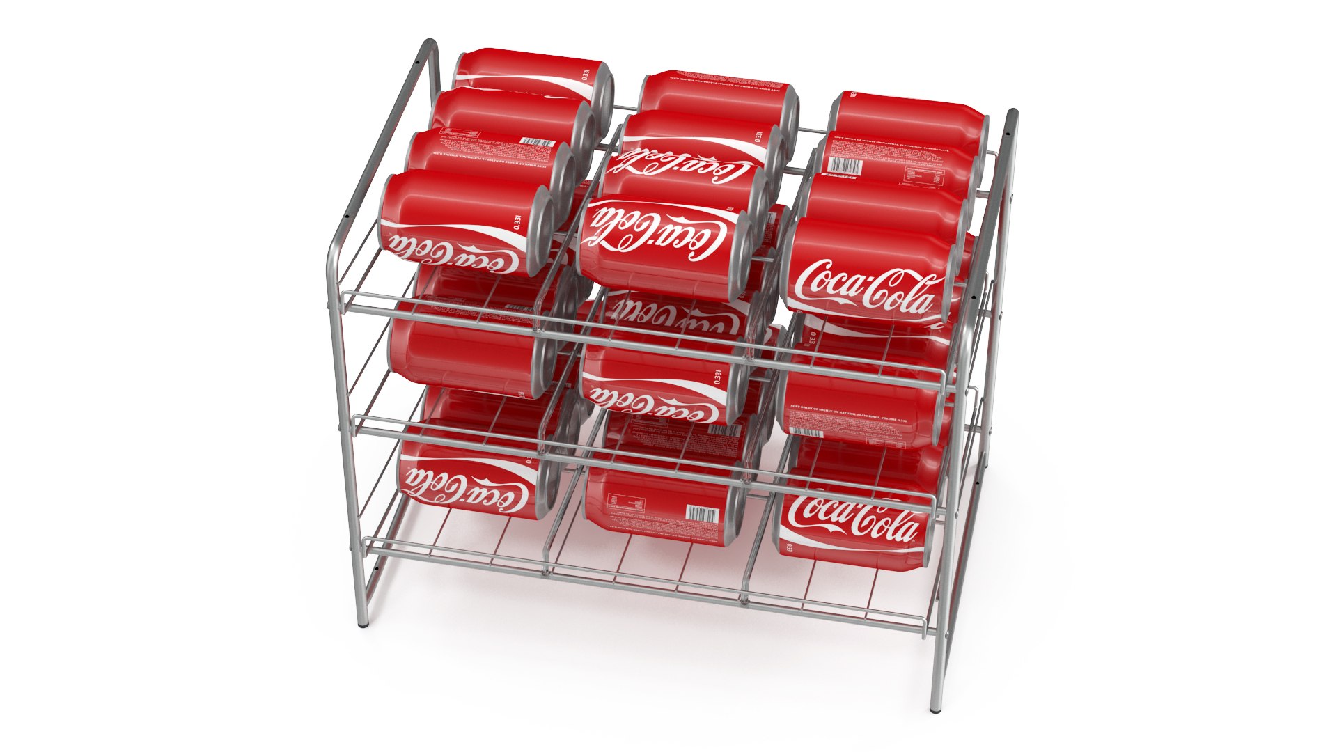 Soda Can Rack Dispenser With Cola Cans And Price Tag 3D Model ...