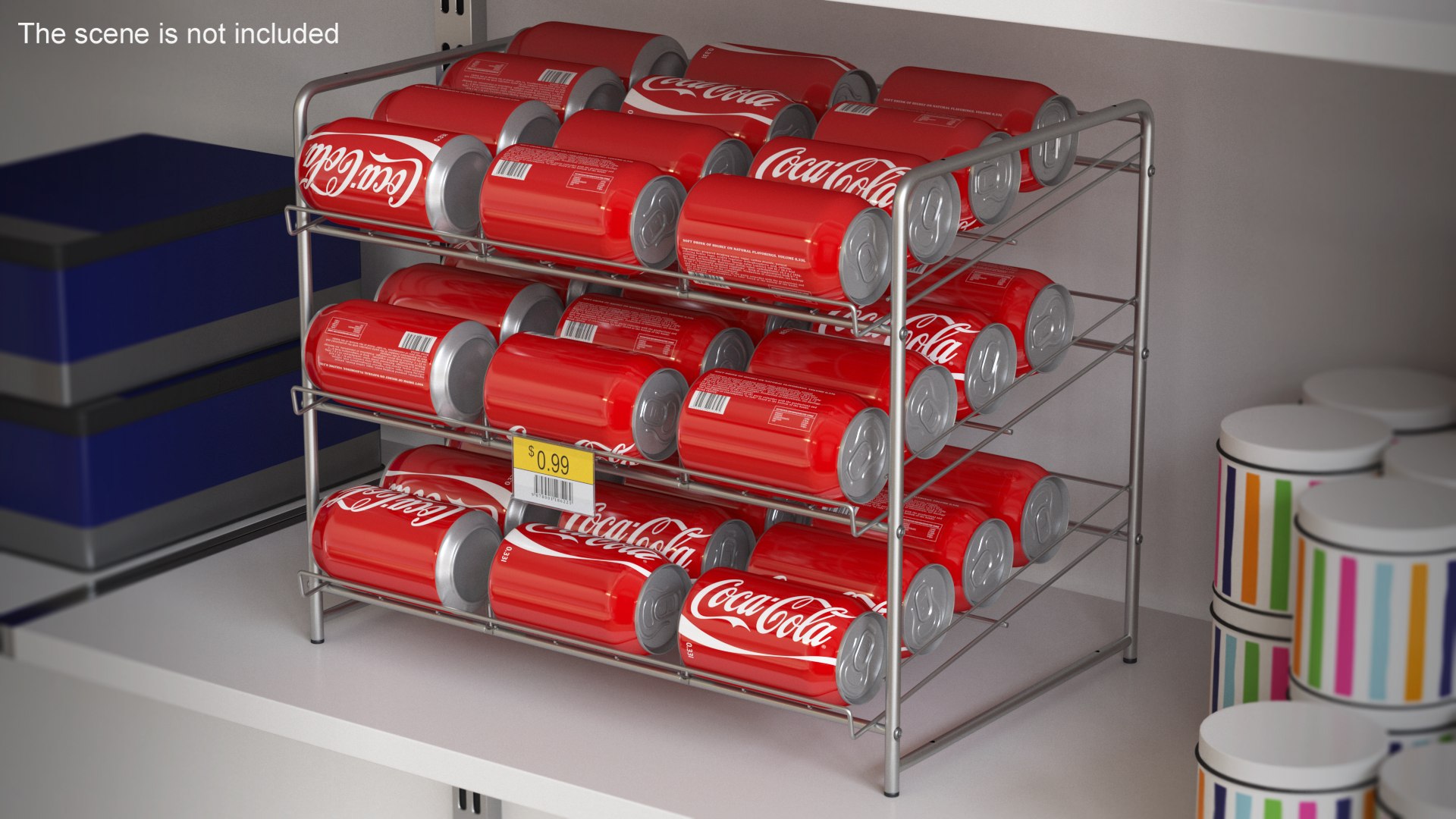 Soda Can Rack Dispenser With Cola Cans And Price Tag 3D Model ...