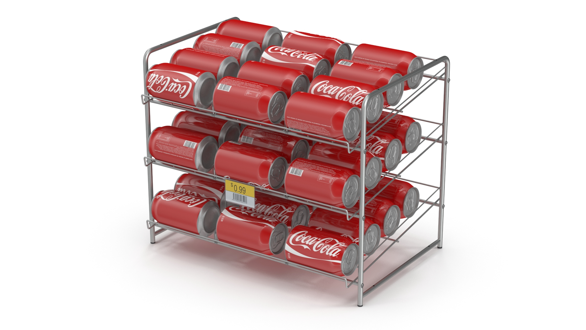 Soda Can Rack Dispenser With Cola Cans And Price Tag 3D Model ...