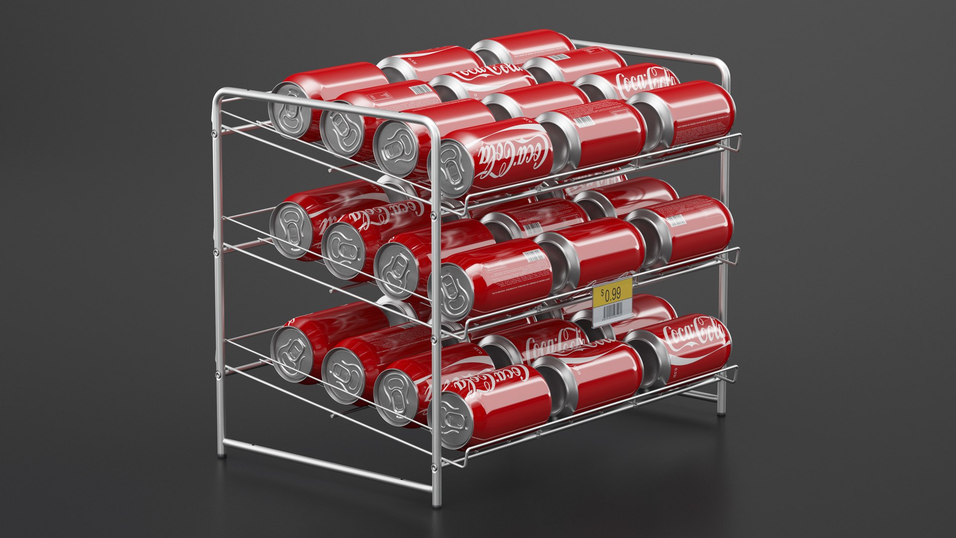 Soda Can Rack Dispenser With Cola Cans And Price Tag 3D Model ...