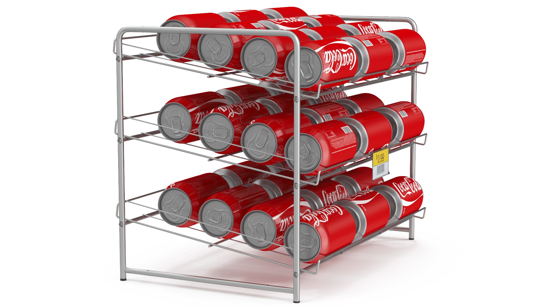 Soda Can Rack Dispenser With Cola Cans And Price Tag 3D Model ...
