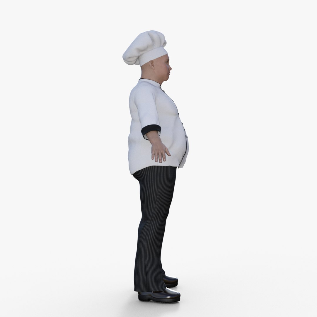 3D Model Realistic Fat Chef - TurboSquid 2218504