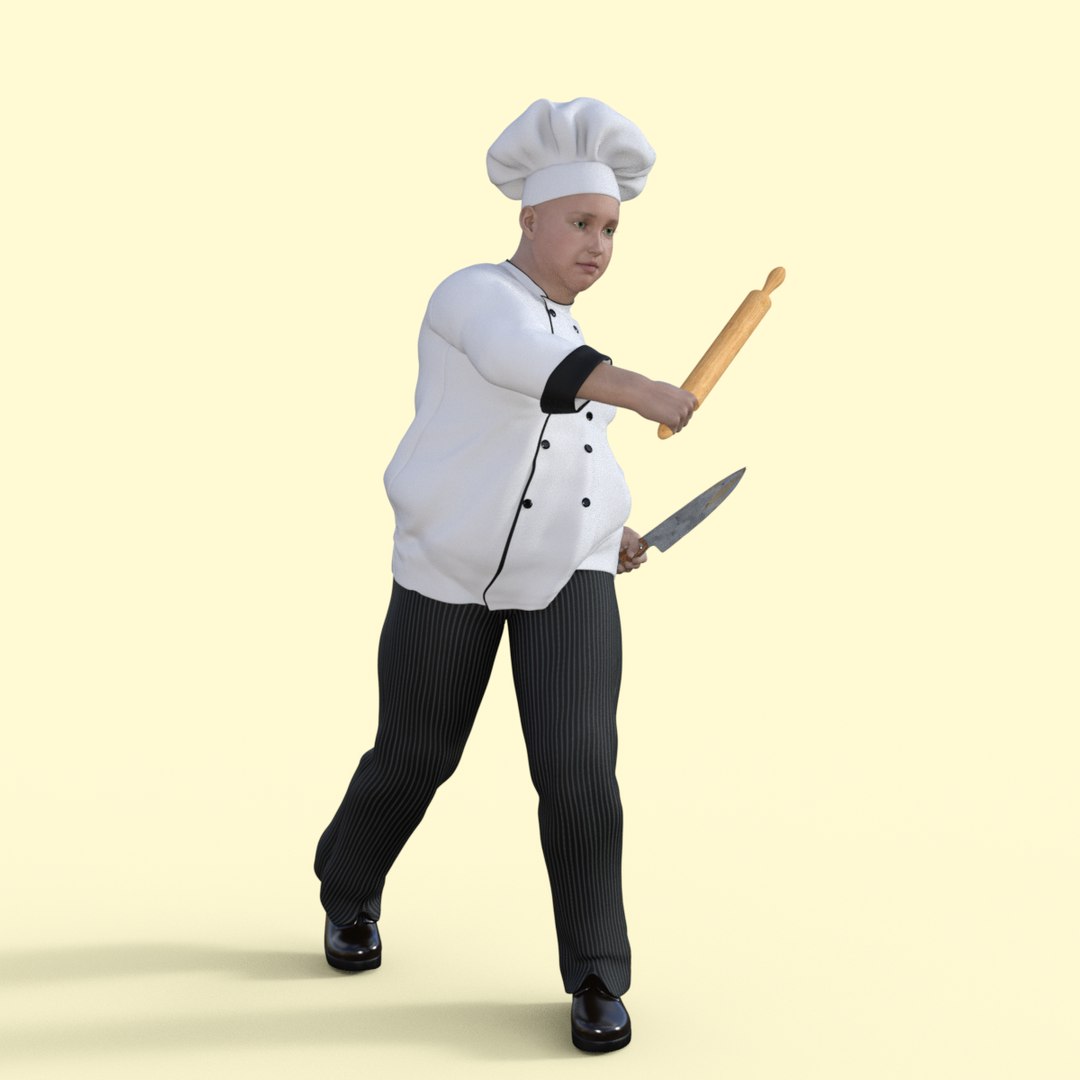 3D Model Realistic Fat Chef - TurboSquid 2218504