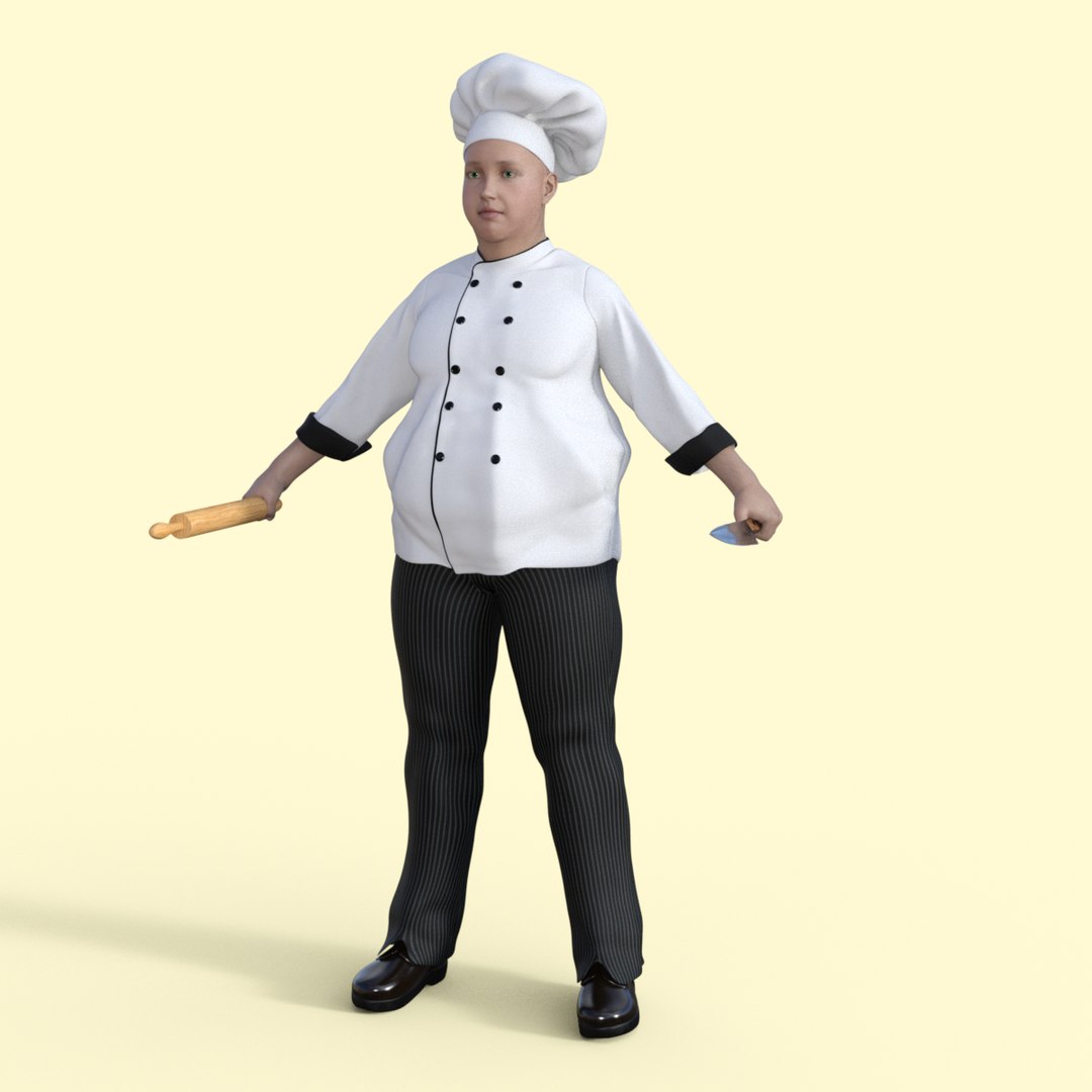 3D Model Realistic Fat Chef - TurboSquid 2218504