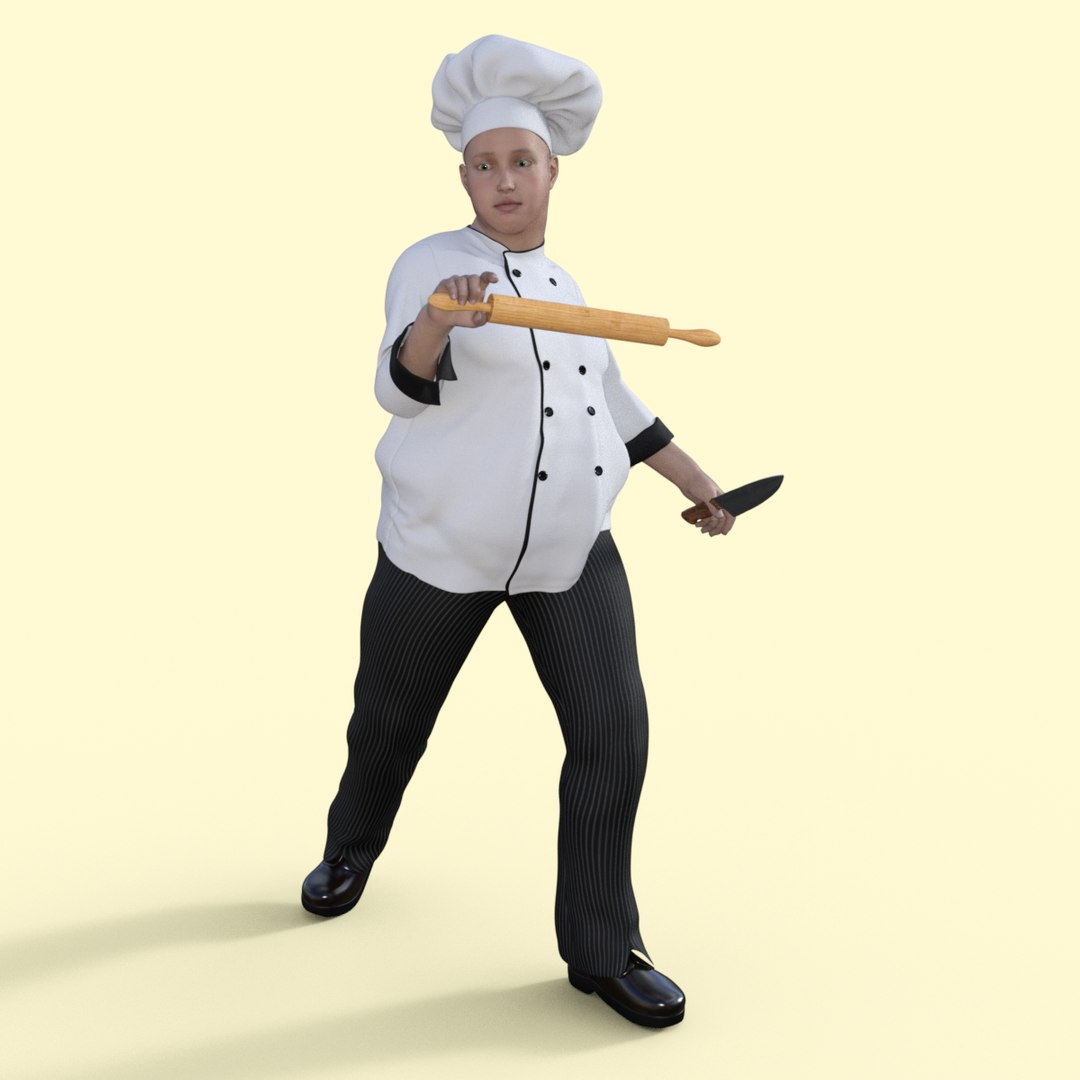 3D Model Realistic Fat Chef - TurboSquid 2218504