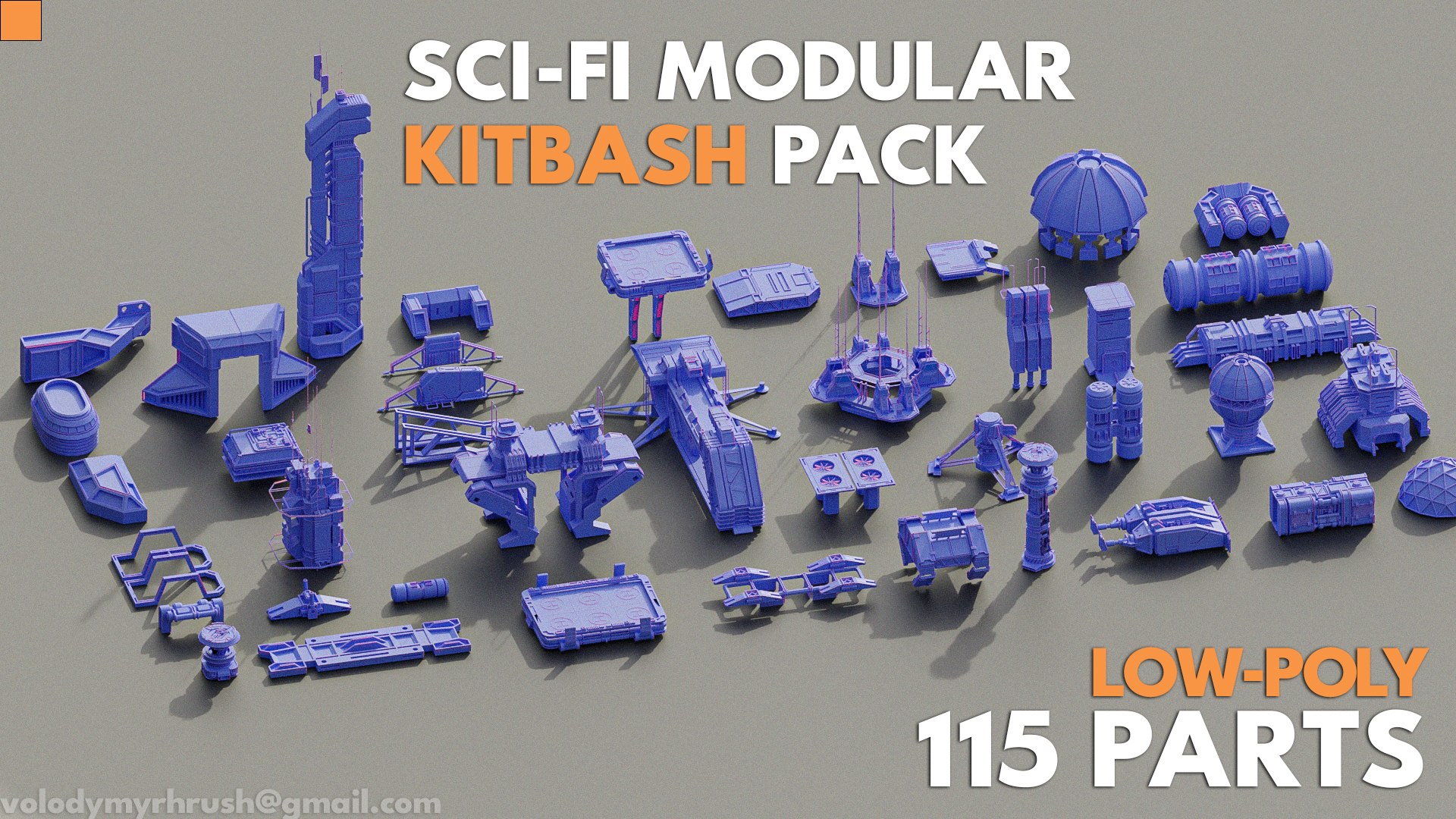 3D Collection - 115 Sci-Fi Kitbash Parts 7 Unique Sci-Fi Buildings Pack - TurboSquid 2288249