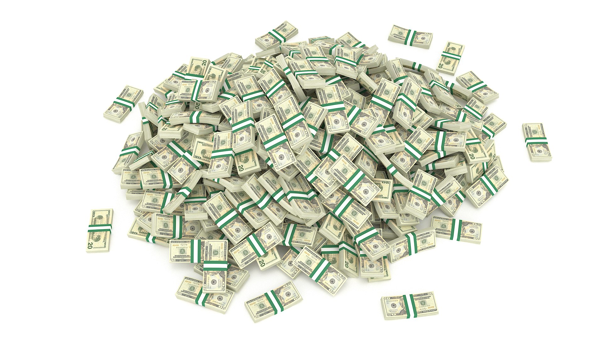 3D 20 dollar bill stack - TurboSquid 1646318