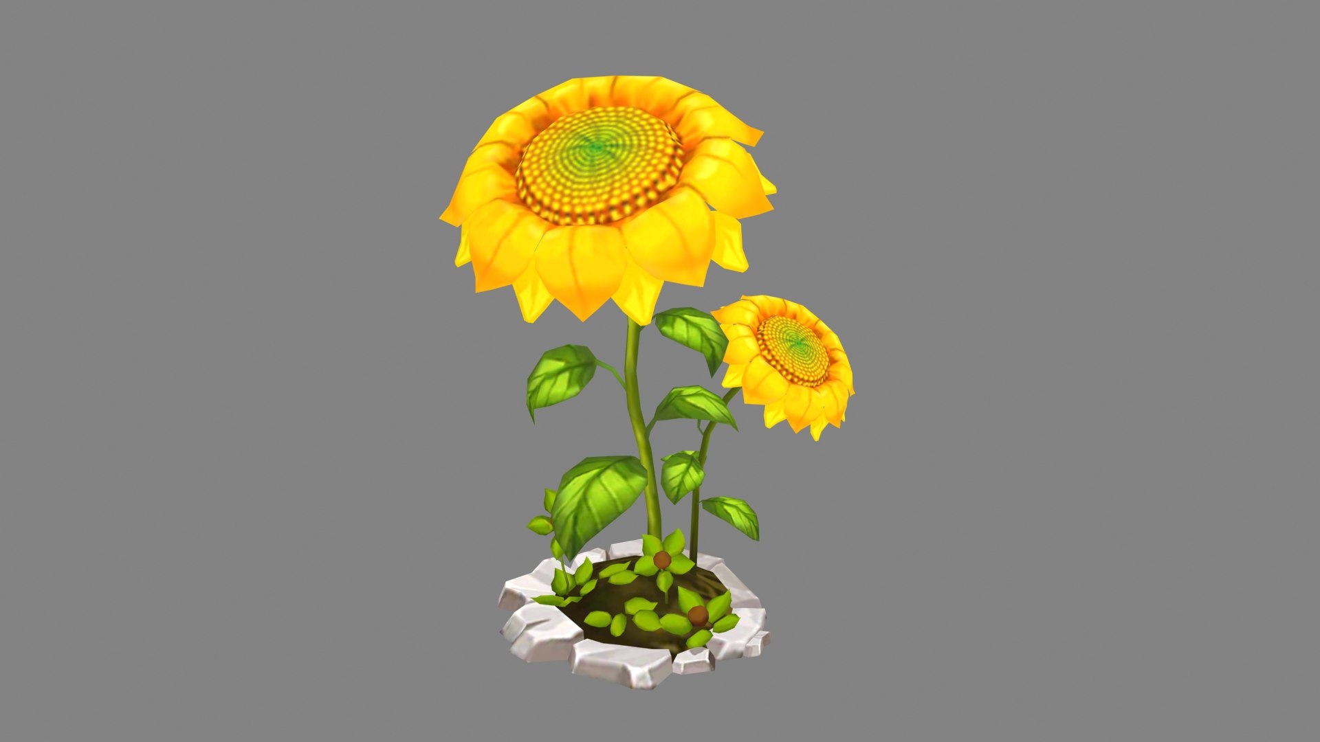 Cartoon Sunflower Low-poly 3D Model - TurboSquid 1949600