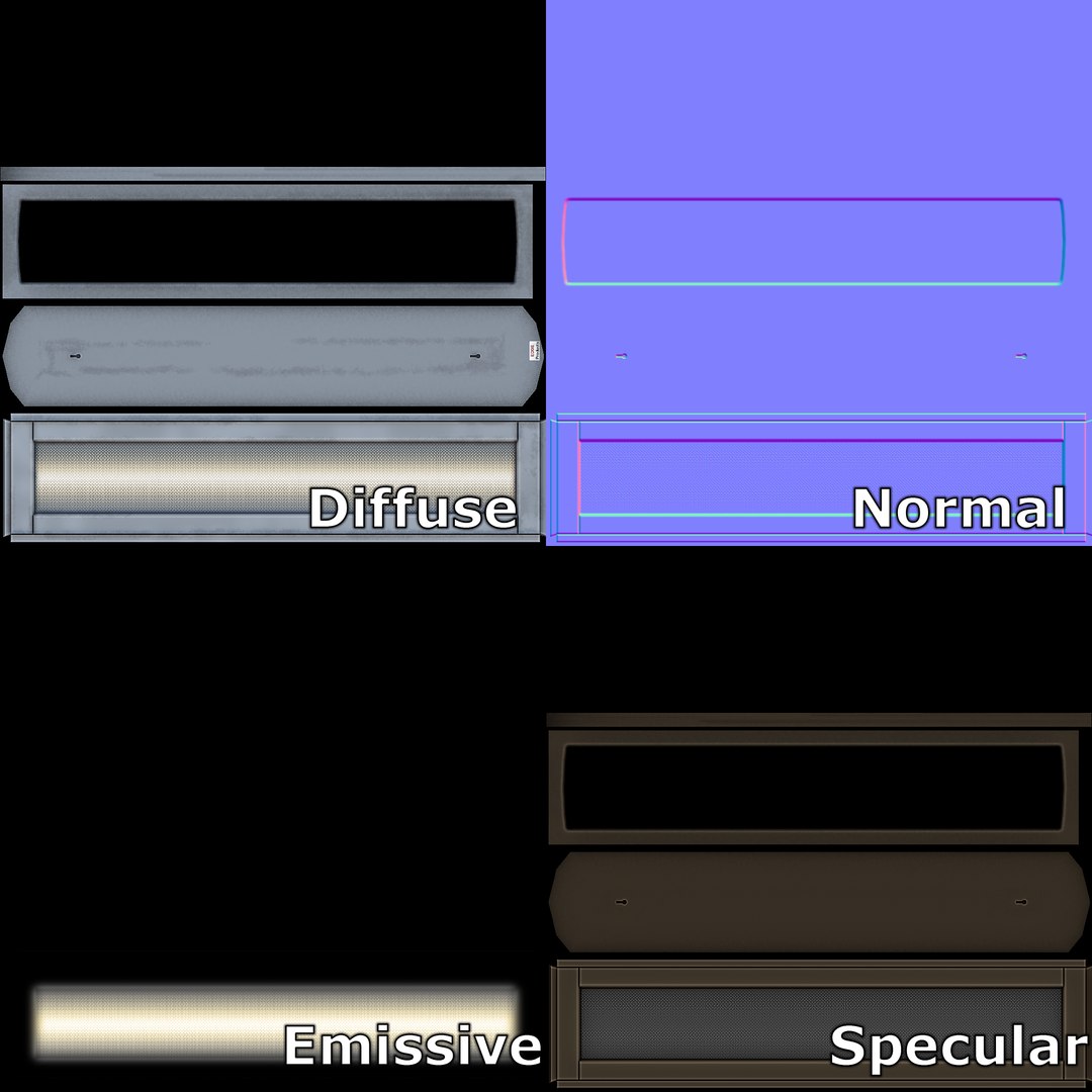 Flourescent Light Fixture 3d Obj