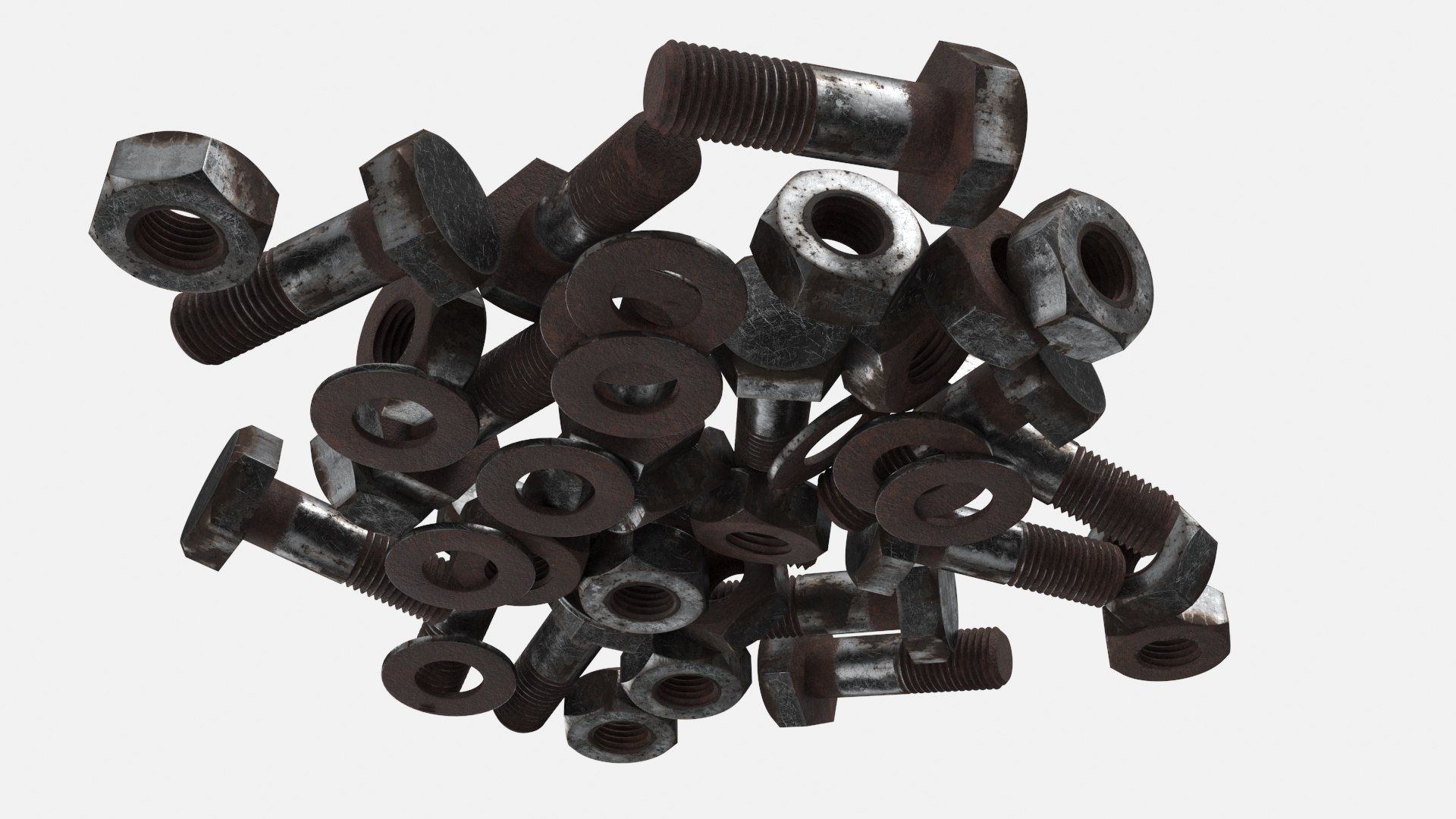 Rusted Metal Hex Bolts Nuts 3D Model - TurboSquid 2116860