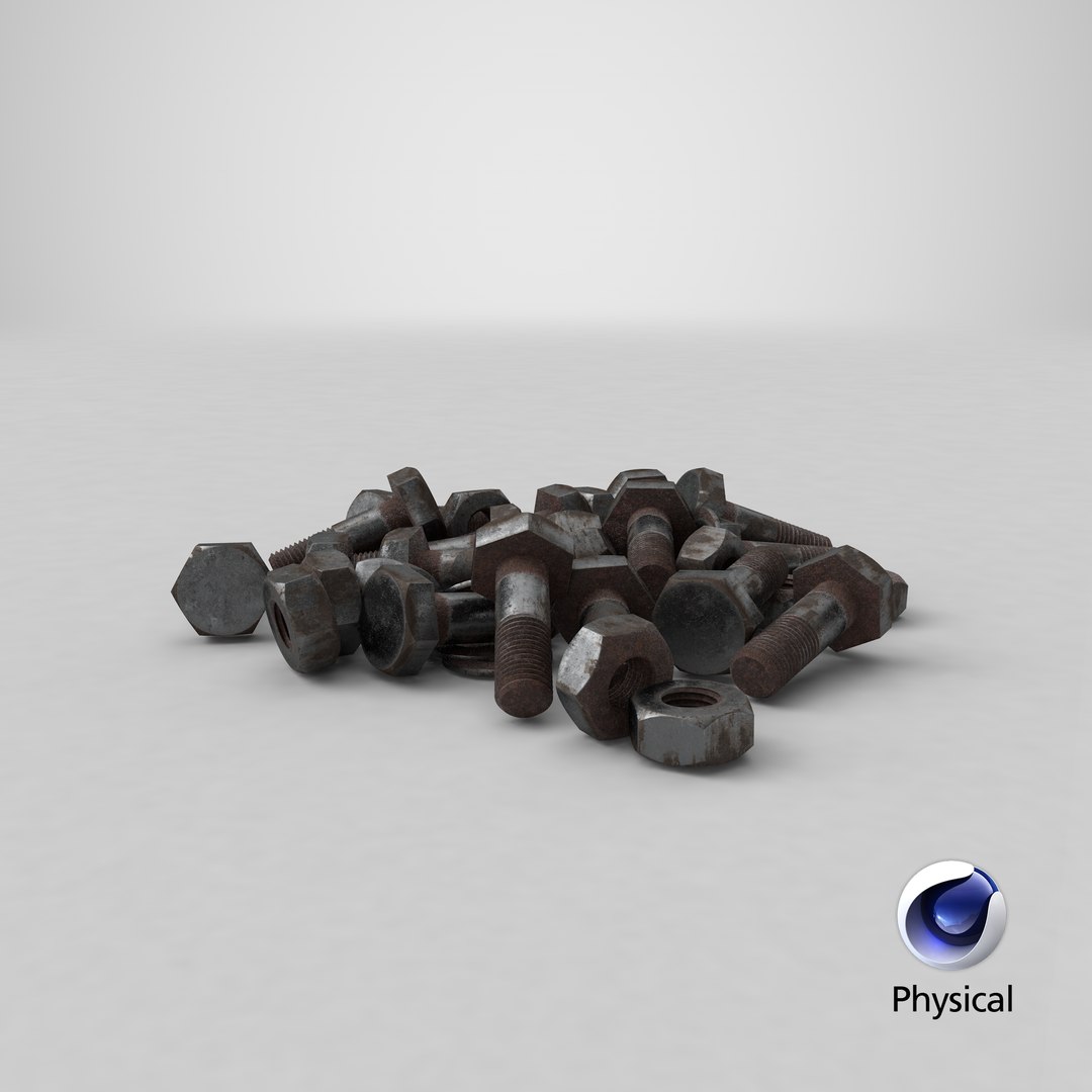 Rusted Metal Hex Bolts Nuts 3D Model - TurboSquid 2116860