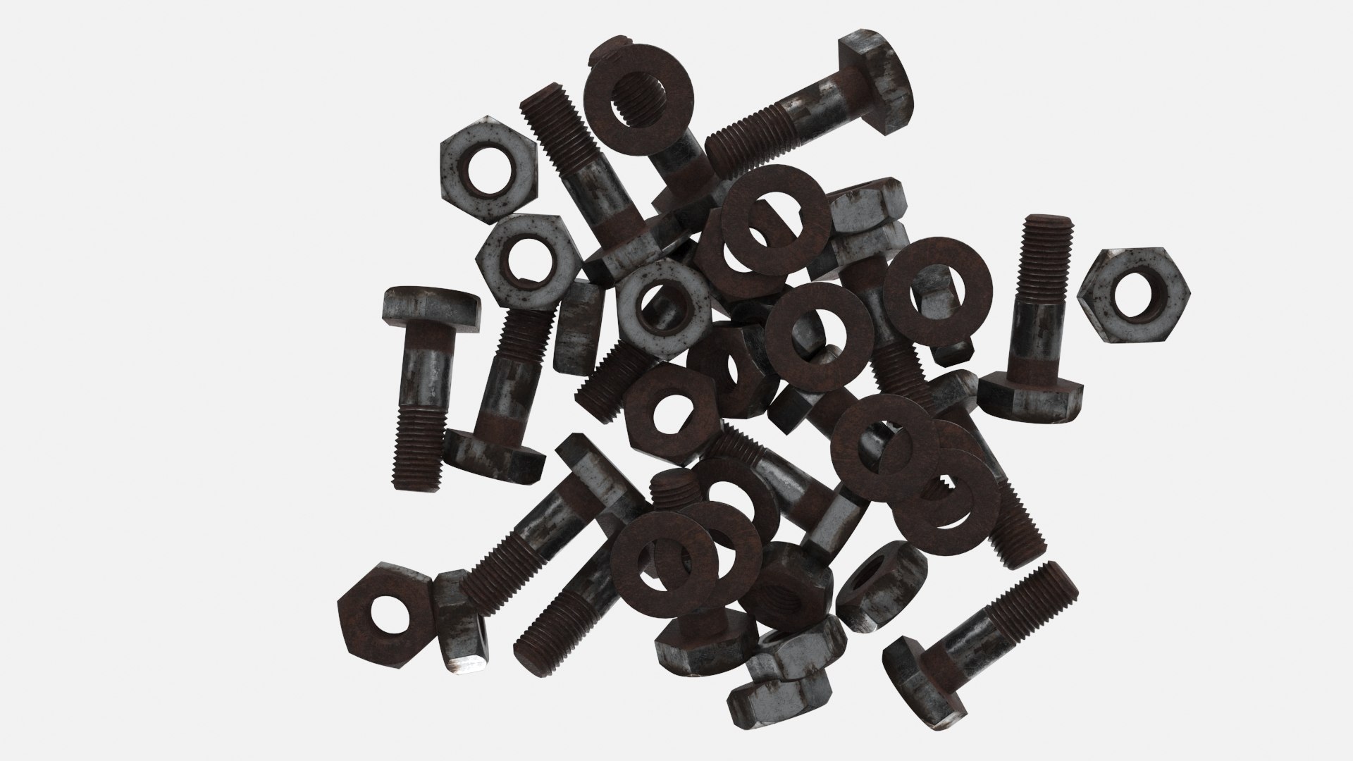 Rusted Metal Hex Bolts Nuts 3D Model - TurboSquid 2116860