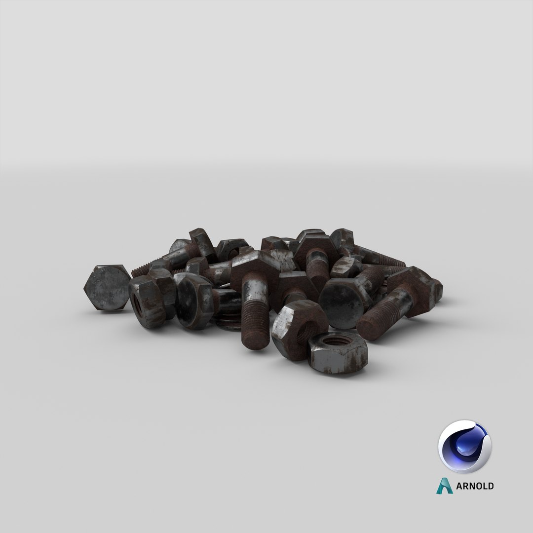 Rusted Metal Hex Bolts Nuts 3D Model - TurboSquid 2116860