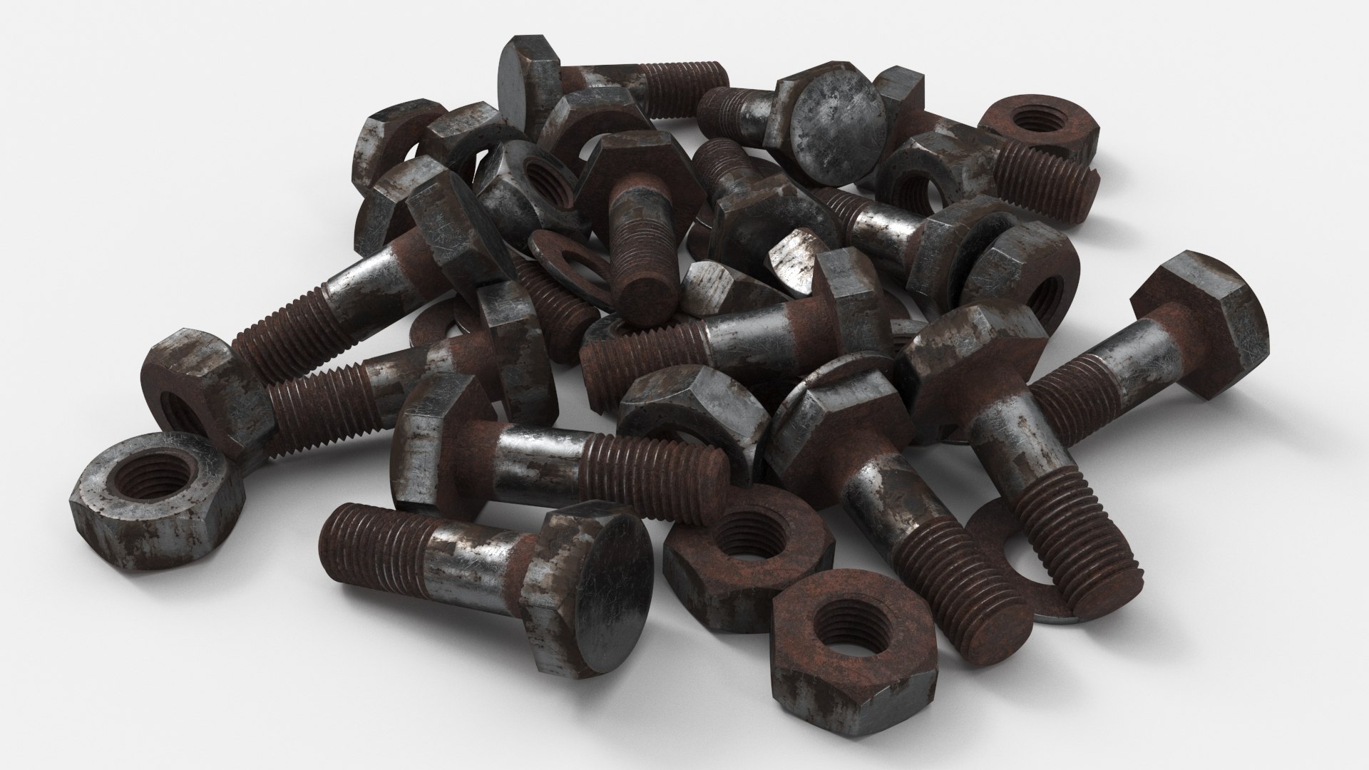 Rusted Metal Hex Bolts Nuts 3D Model - TurboSquid 2116860