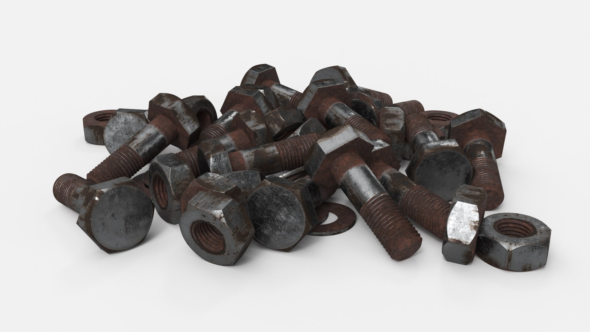 Rusted Metal Hex Bolts Nuts 3D Model - TurboSquid 2116860