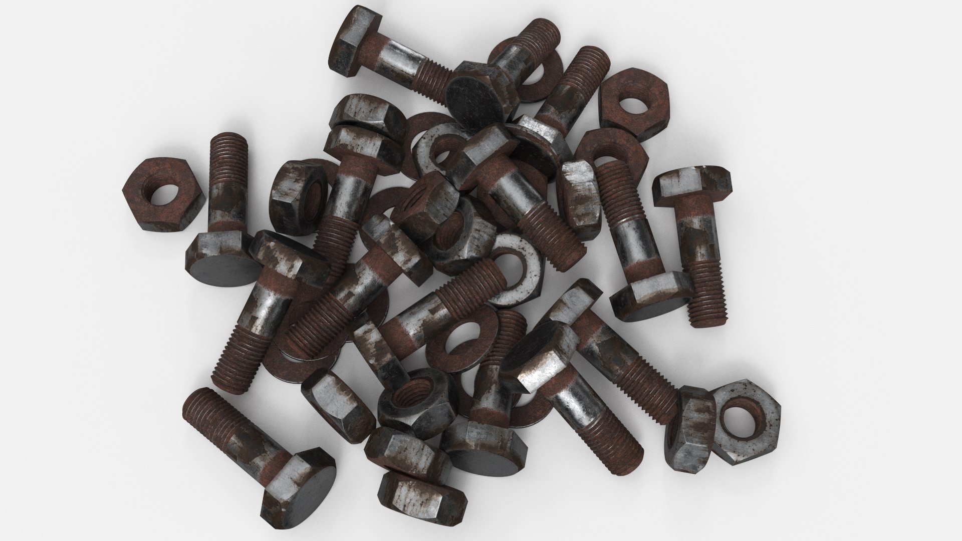 Rusted Metal Hex Bolts Nuts 3D Model - TurboSquid 2116860