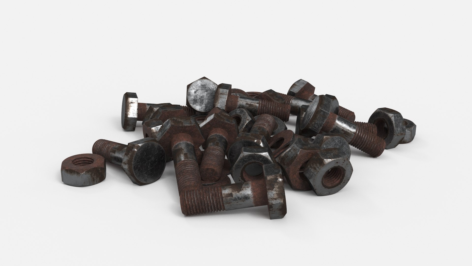 Rusted Metal Hex Bolts Nuts 3D model - TurboSquid 2116860