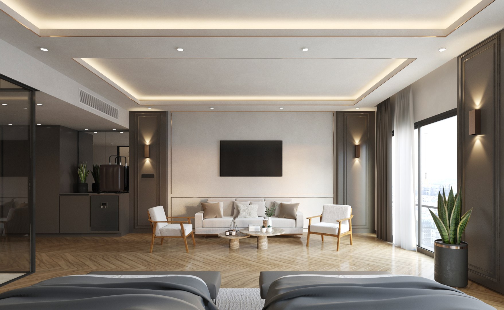 3D Modern Hotel Suite Interior - TurboSquid 2217839