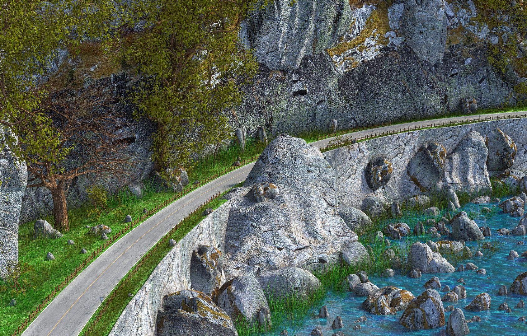 Road Toon Cartoon 3D Model - TurboSquid 1336107