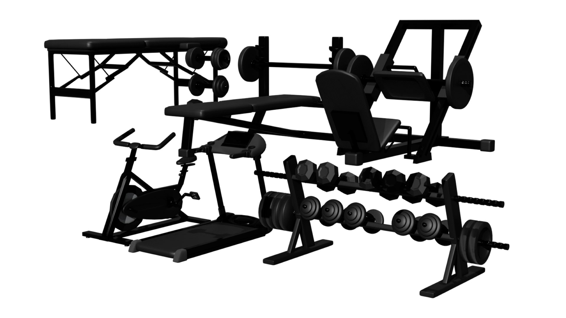 Gym Equipment Collection 1 3D Model - TurboSquid 1984387