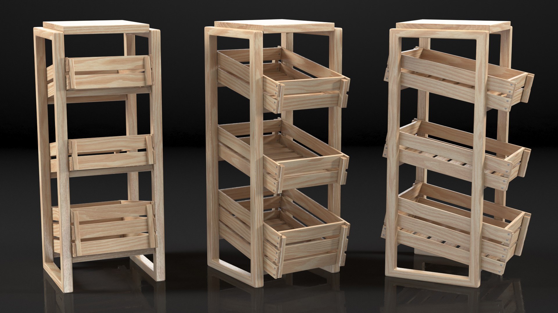 Wooden Vegetable Racks Collection 3D Model - TurboSquid 1920256