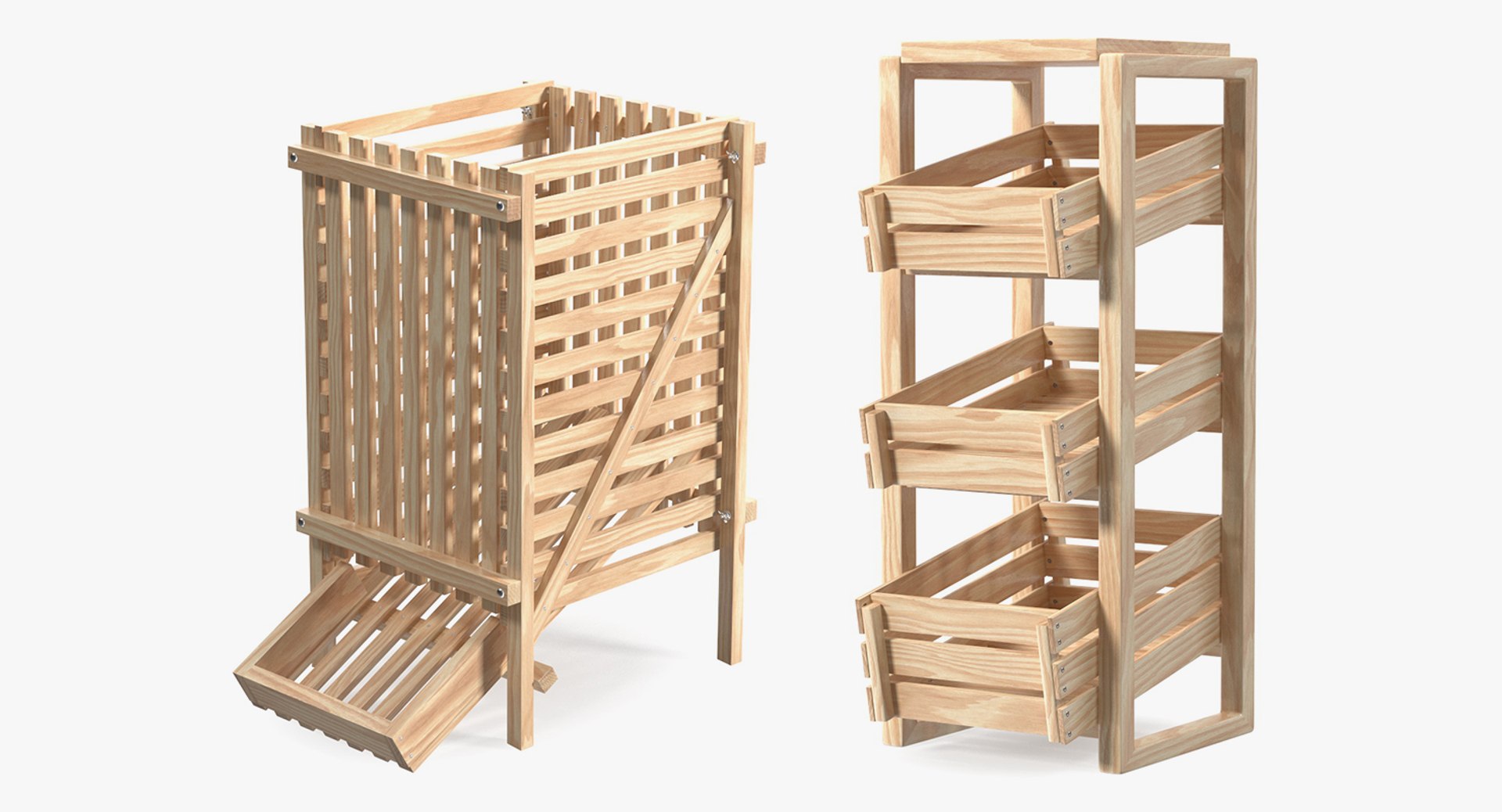 Wooden Vegetable Racks Collection 3D Model - TurboSquid 1920256