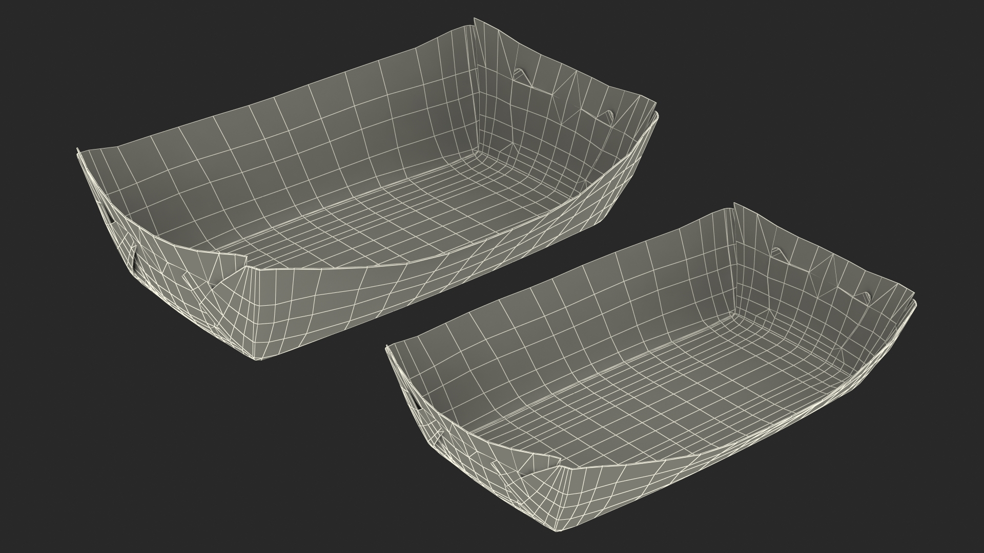 Brown Kraft Paper Food Trays Set Model - TurboSquid 1815238