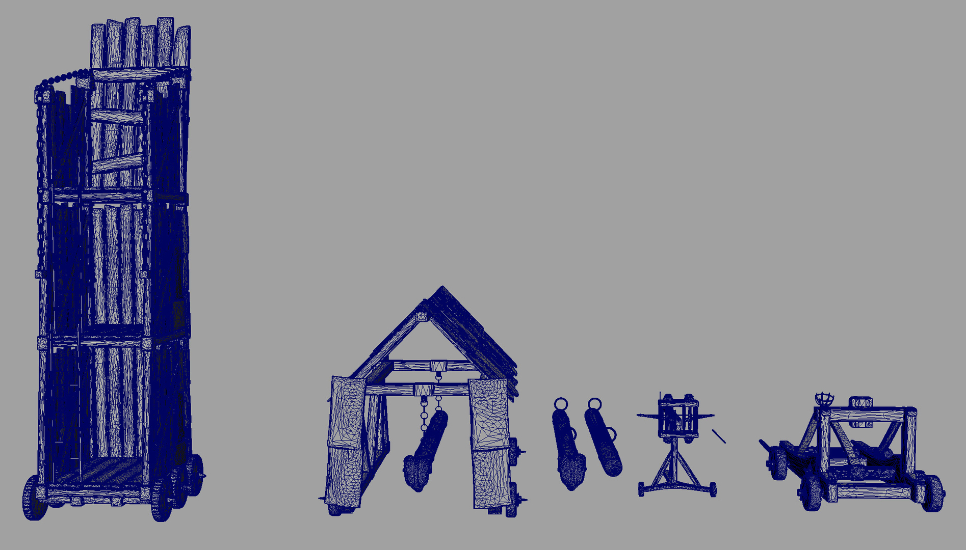 modèle 3D de Collection d'armes de siège de 7 machines de guerre ...