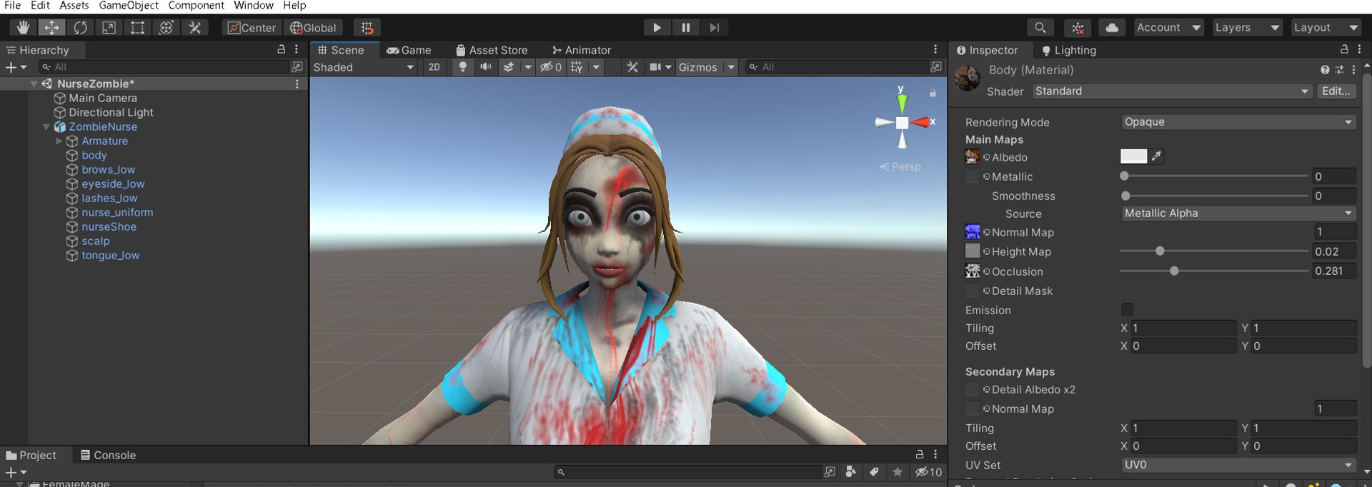 3D Cartoon Nurse Full Rigged And Animated In Blender And Unity Model ...