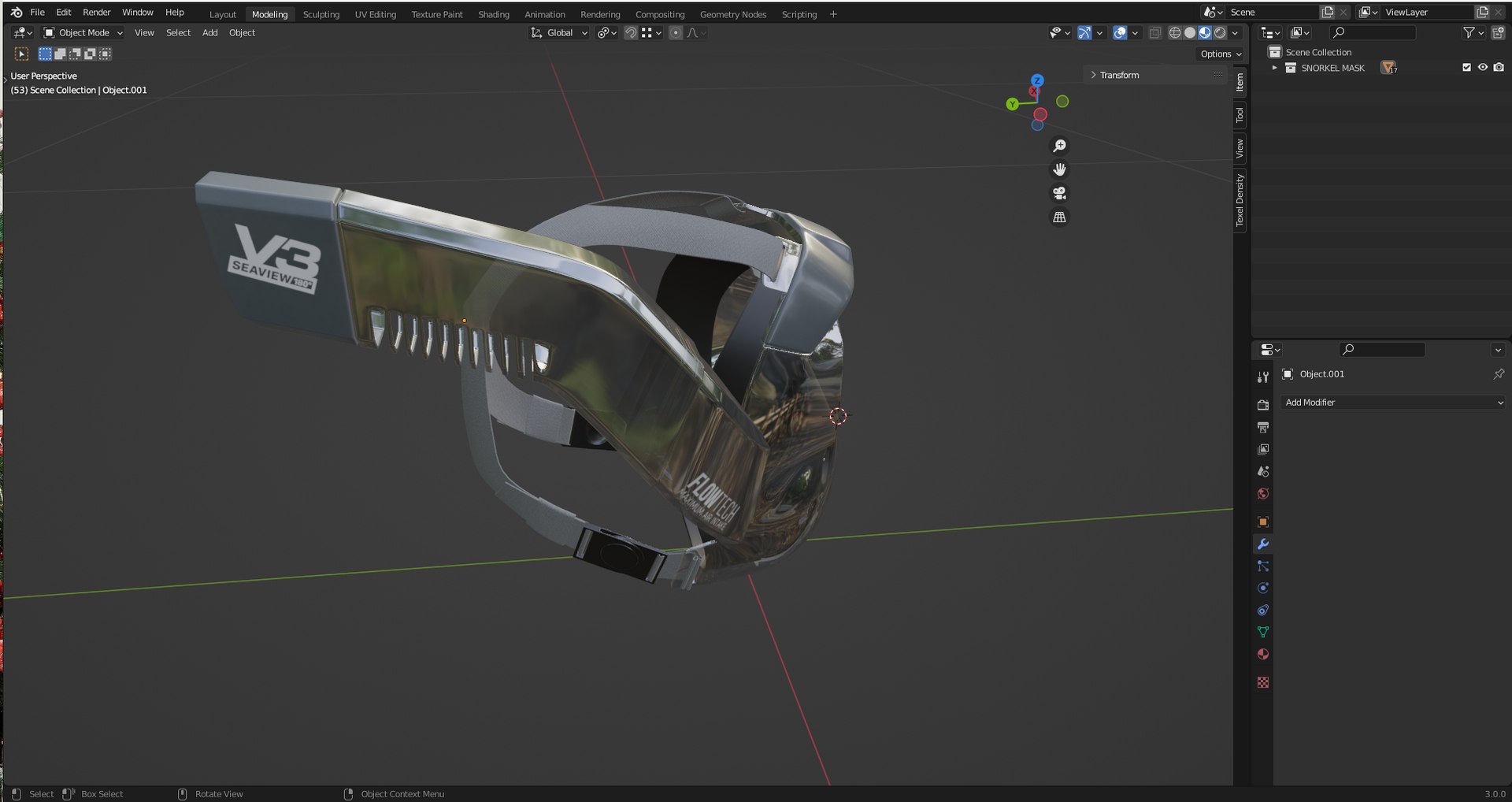 V3 Face Snorkel Mask Stealth 3D Model - TurboSquid 2245481