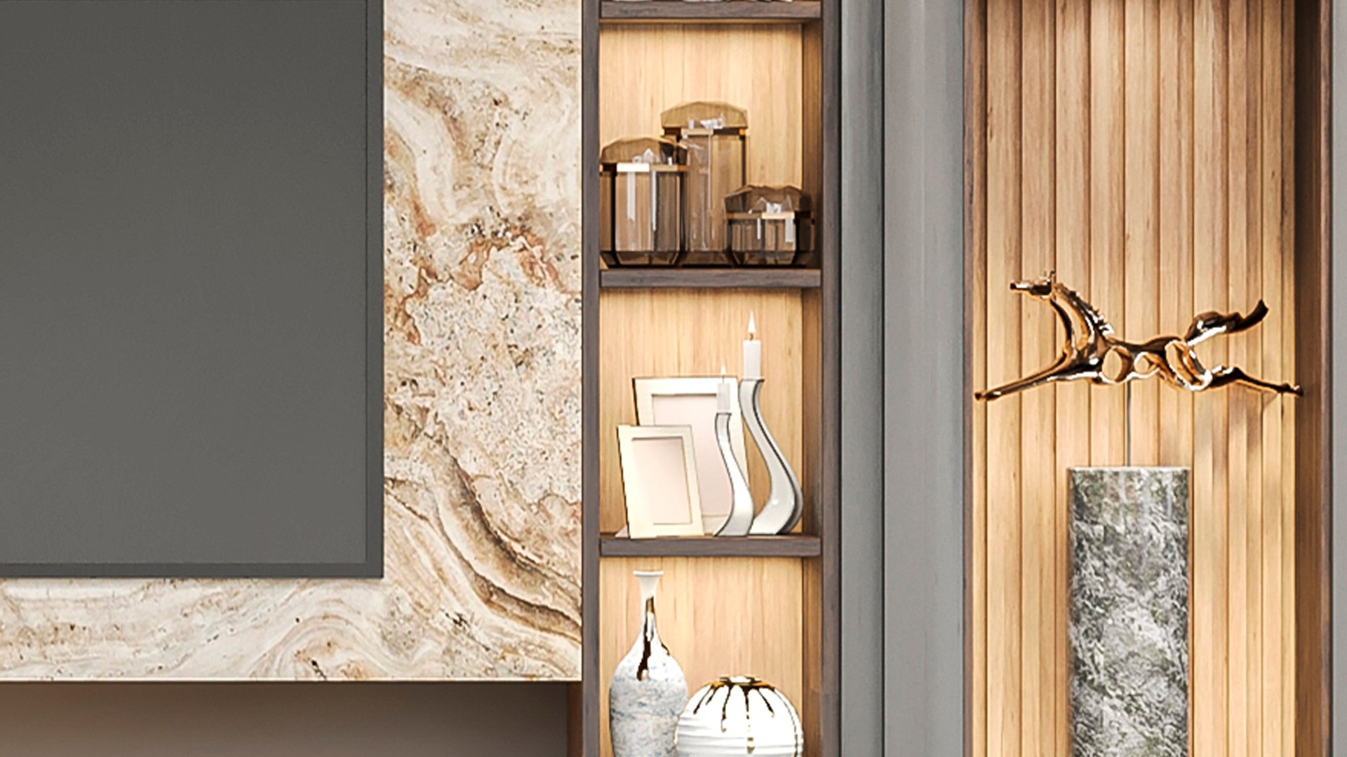 Wall With TV And Decor 3D Model - TurboSquid 2037223